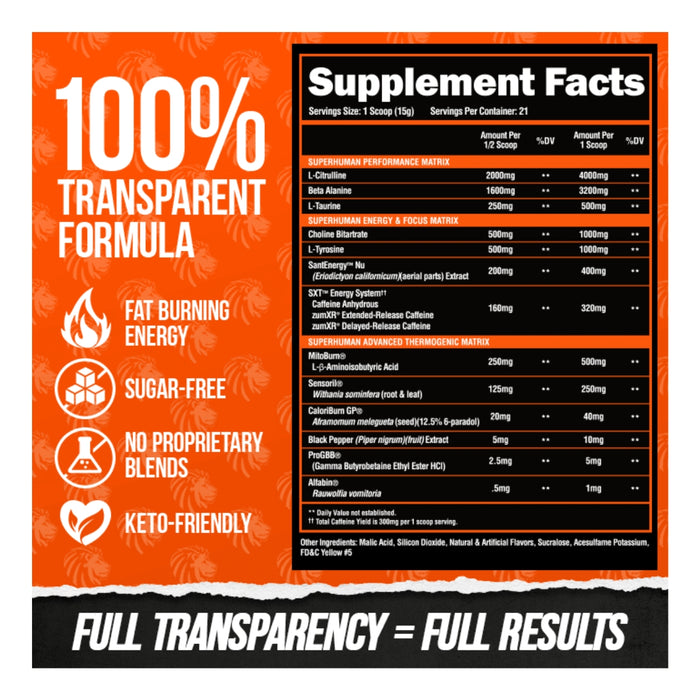 Alpha Lion Superhuman Burn Pre-Workout — Supplement City USA